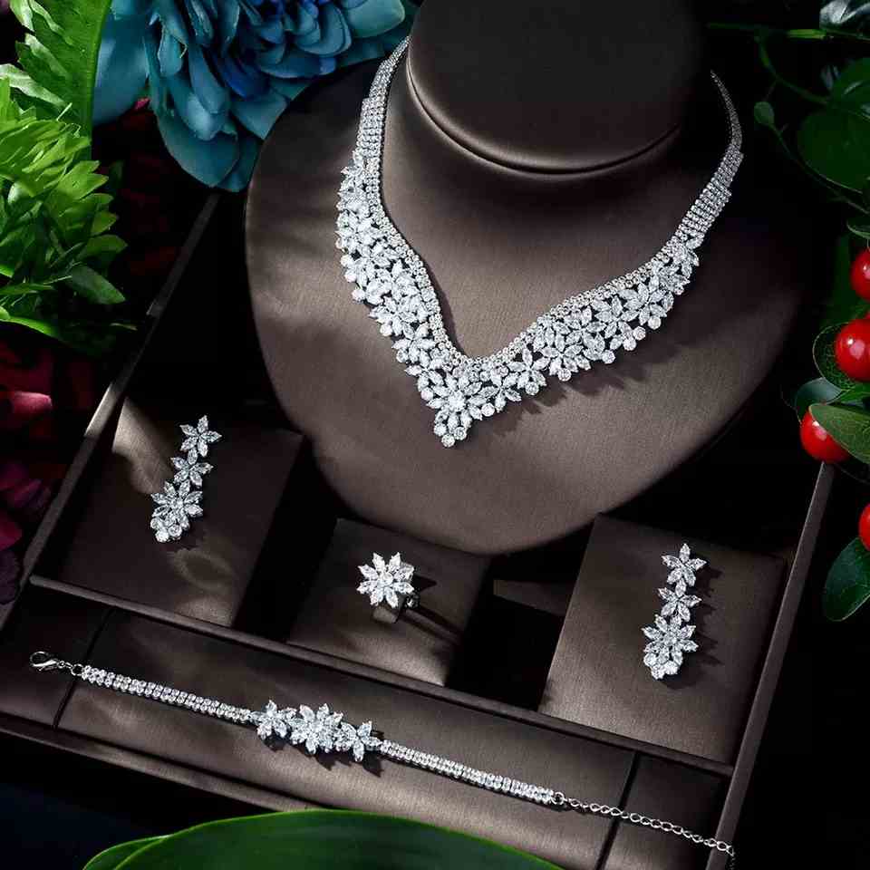 Flower Design Zircon Set – BridesGlam